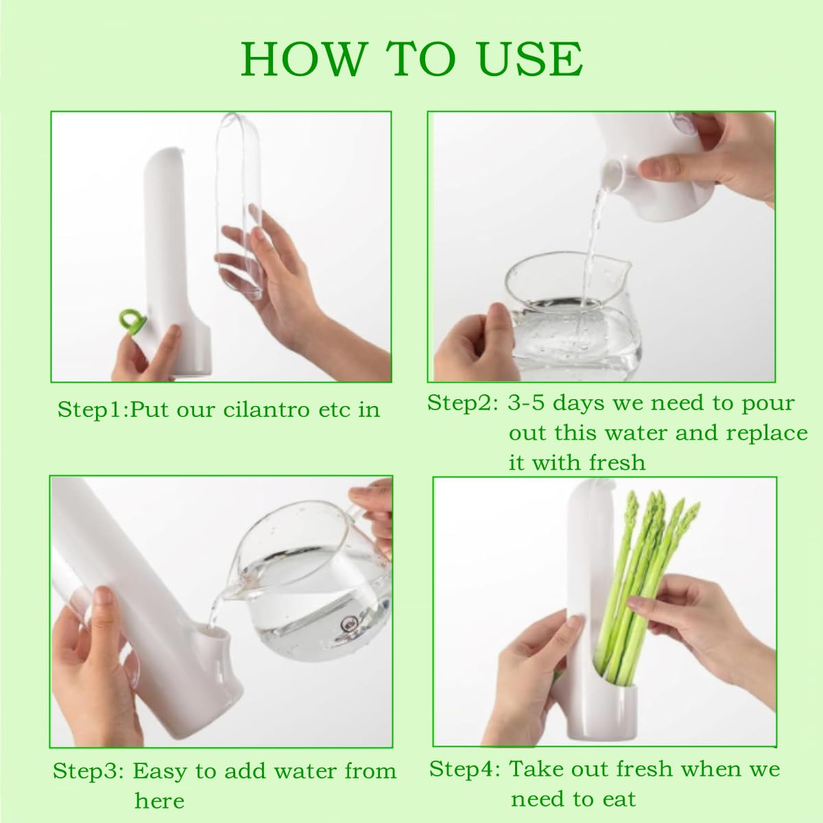 Herb Saver for Refrigerator, Fresh Herb Keeper, Herb Saver Pod Containers, Herb Fresh Keeper for Refrigerator,Herb Storage for Cilantro,Parsley, Asparagus,Keeps Vegetables Fresh for 2-3 Week