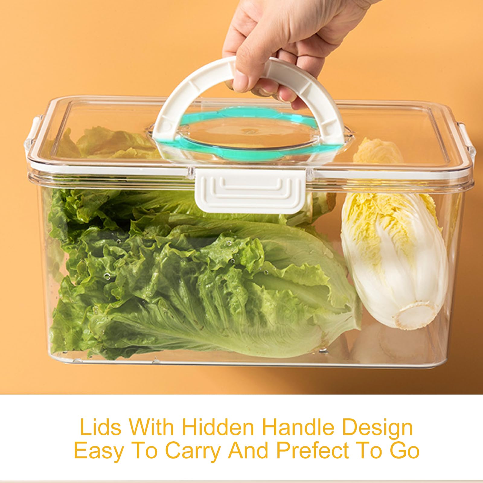 Fruit Storage Containers for Fridge with Airtight Lid & Handle - Refrigerator Food Storage Containers with 4 Removable Colanders, Vegetable Berry Keep Fresh Containers | BPA-Free(Grey)