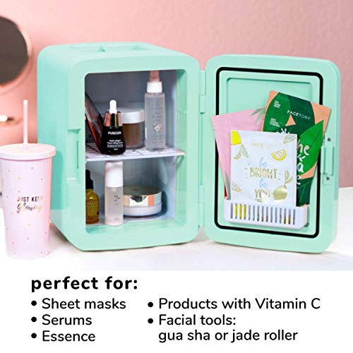 FACETORY Portable Mint Beauty Fridge (10-L / 12 Can) with Heat and Cool Capacity