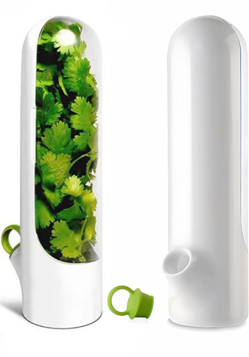 Herb Saver for Refrigerator, Fresh Herb Keeper, Herb Saver Pod Containers, Herb Fresh Keeper for Refrigerator,Herb Storage for Cilantro,Parsley, Asparagus,Keeps Vegetables Fresh for 2-3 Week