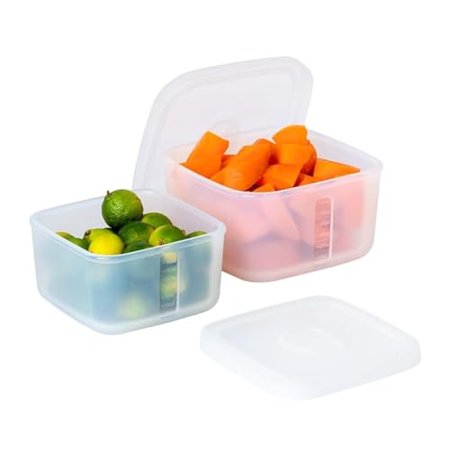 OTB Set of 2 Reusable Silicone Containers Clear, Nesting Leak-free Silicone Food Storage Boxes, BPA Free, Airtight, Dishwasher and Freezer Safe