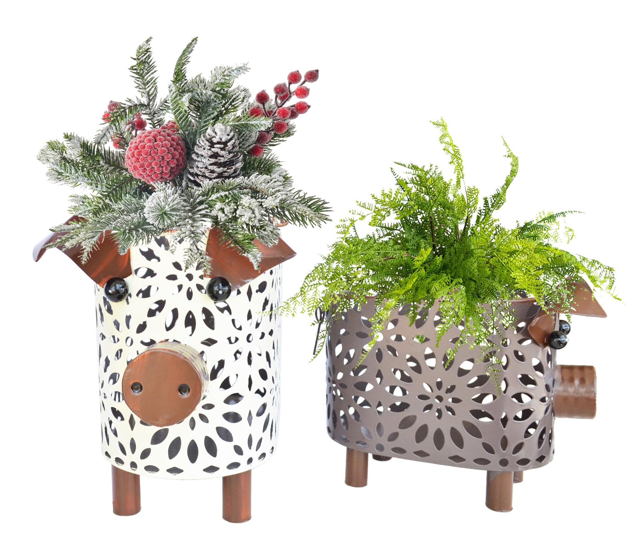 Zoreal Metal Decorative Small Baskets,Narrow Baskets with Handles for Storage,Pig Designs Farmhouse Cute Basket for Kitchen,Bathroom,Livingroom,Office Shelf Decor Aesthetic set of 2