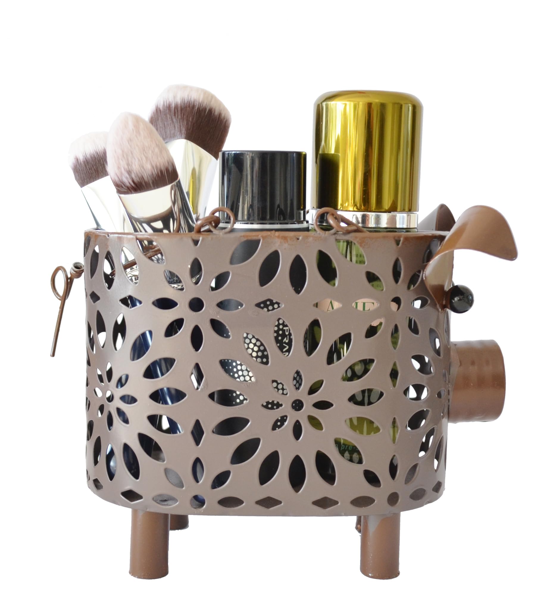 Zoreal Metal Decorative Small Baskets,Narrow Baskets with Handles for Storage,Pig Designs Farmhouse Cute Basket for Kitchen,Bathroom,Livingroom,Office Shelf Decor Aesthetic set of 2