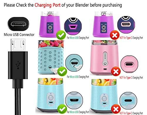 Portable Blender Charger Cord, USB Charging Cable Cord Compatible with PopBabies/Supkitdin/Aoozi Portable Blender Smoothie Blenders Personal Size Blender