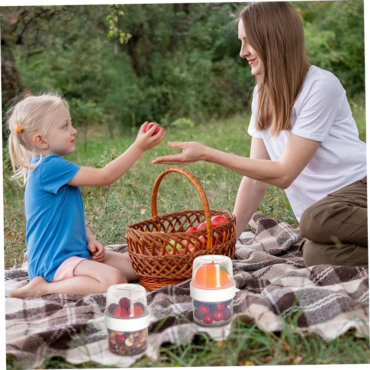 Anneome 2sets Portable Double Layer Breakfast Yogurt and Cereal Storage Containers Sealing Food Storage Box for Overnight Oatmeal Go Meals and Snacks