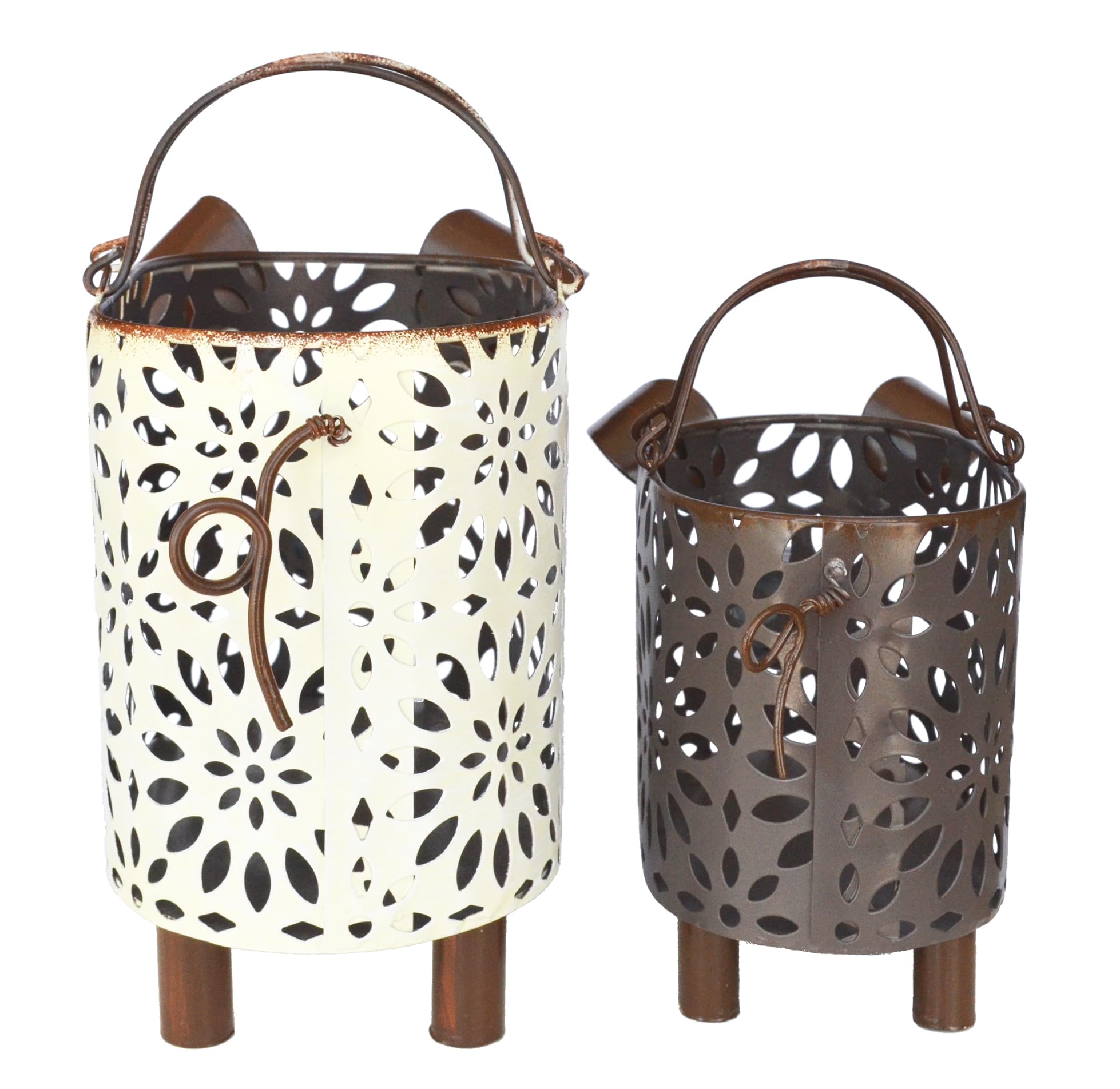 Zoreal Metal Decorative Small Baskets,Narrow Baskets with Handles for Storage,Pig Designs Farmhouse Cute Basket for Kitchen,Bathroom,Livingroom,Office Shelf Decor Aesthetic set of 2