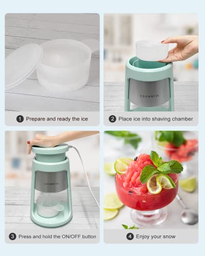 CROWNFUL Shaved Ice Machine Snow Cone Machine, 2 Ice Cups with Lids, Ice Shaver Machine for Snow Cones, Snowballs, Frozen Cocktails and More, Easy to DIY with Snow Cone Syrup at Home