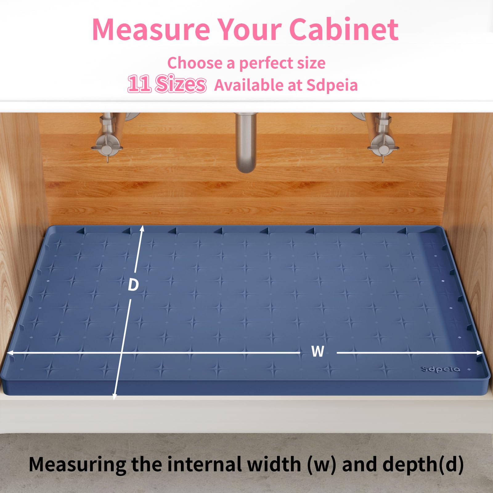 Sdpeia Under Sink Mat for [34" x 22"] Cabinet, Upgraded Silicone Waterproof Mat Kitchen Cabinet Liner Cabinet Protector Kitchen Organizers and Storage