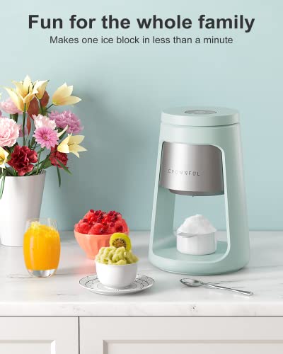 CROWNFUL Shaved Ice Machine Snow Cone Machine, 2 Ice Cups with Lids, Ice Shaver Machine for Snow Cones, Snowballs, Frozen Cocktails and More, Easy to DIY with Snow Cone Syrup at Home