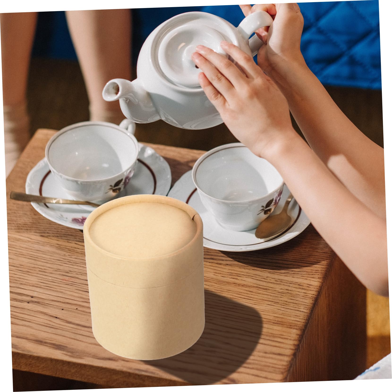 FUNOMOCYA Empty Cans Large Kraft Tea Canister Natural Minimalist Style Food Safe Storage Canister