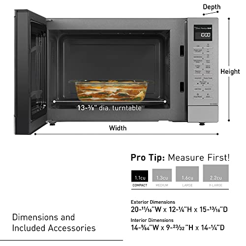 Panasonic NN-GN68KS Countertop Microwave Oven 2-in-1 FlashXpress Broiler, Inverter Technology for Even Cooking and Smart Genius Sensor, 1000W, 1.2 cu.ft Microwave-NN-GN68KS (Stainless Steel/Silver)