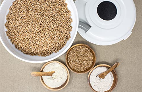 WONDERMILL- Grain Grinder Mill with Flour Canister, Grains & Beans Attachment - Electric Grain Mill Grinder, Wheat Grinder, Flour Mill Machine & Flour Mill Grinder for Home and Professional Use