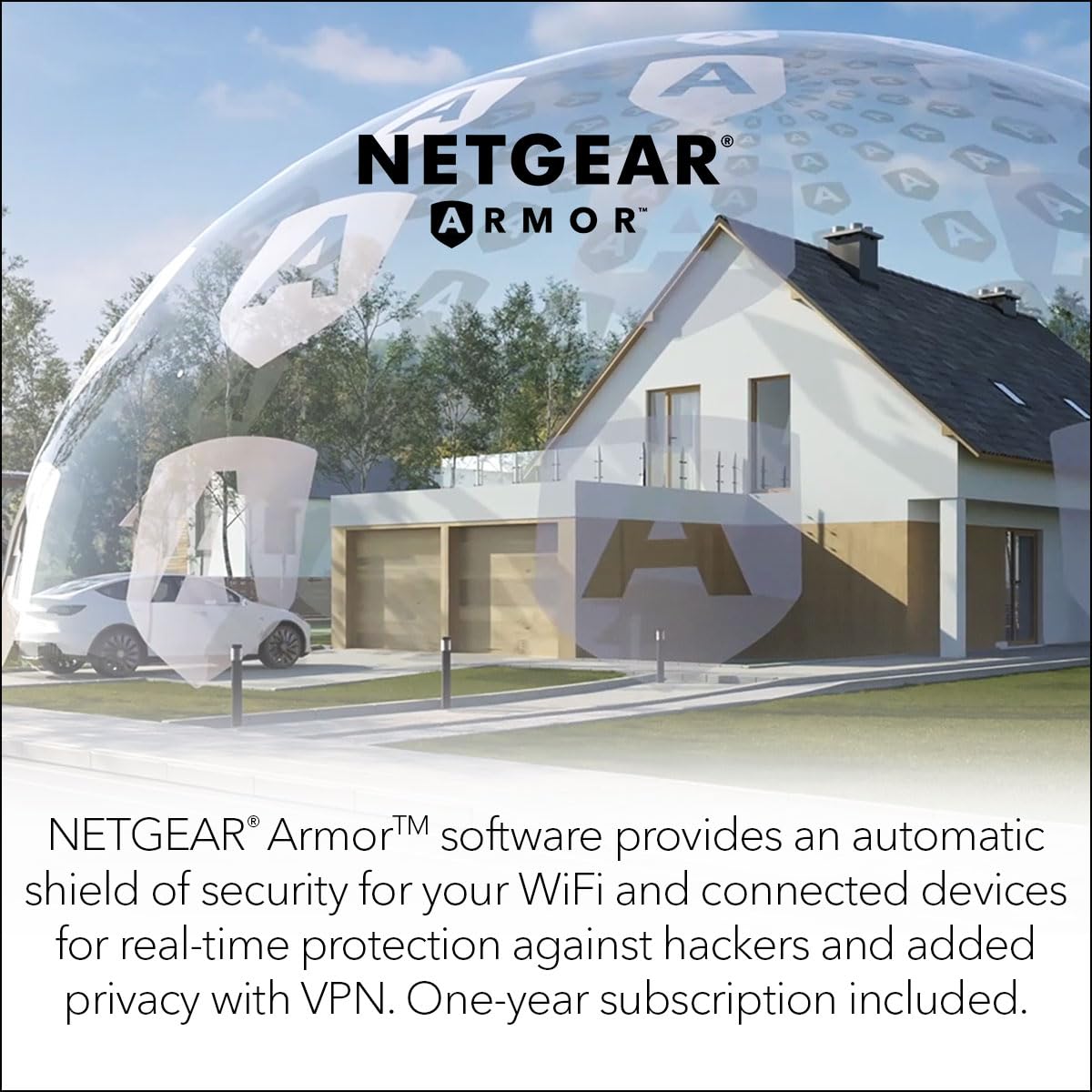 NETGEAR Nighthawk 6-Stream Dual-Band WiFi 6 Router (RAX54S) – Security Features, AX5400 Wireless Speed, Up to 5.4 Gbps, Covers up to 2,500 sq. ft., 25 Devices - 1-Year Armor Subscription Included