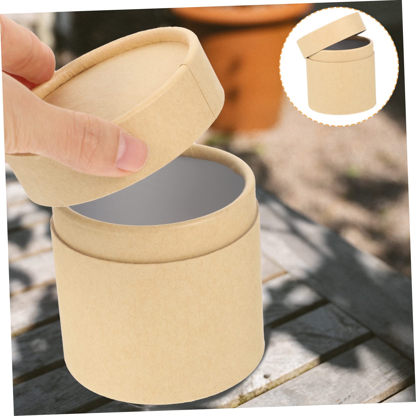 FUNOMOCYA Empty Cans Large Kraft Tea Canister Natural Minimalist Style Food Safe Storage Canister