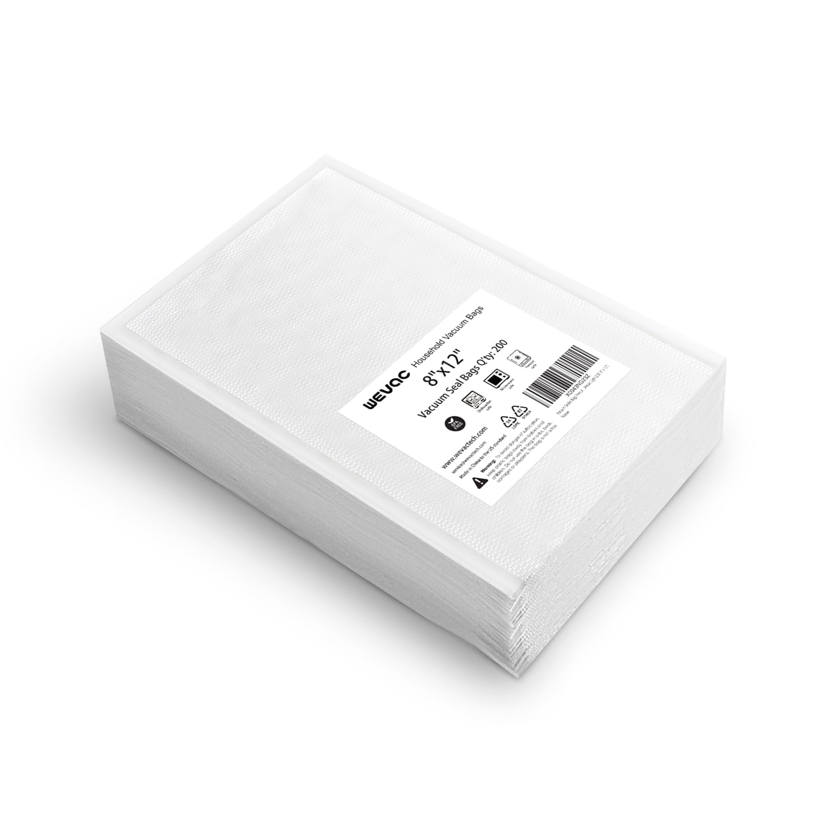 [2024 New] 8" x 12" 200 Count Precut Bags, Vacuum Sealer Bags for Food, Great for Food Storage, Sous Vide and Meal Prep, Wevac Lite