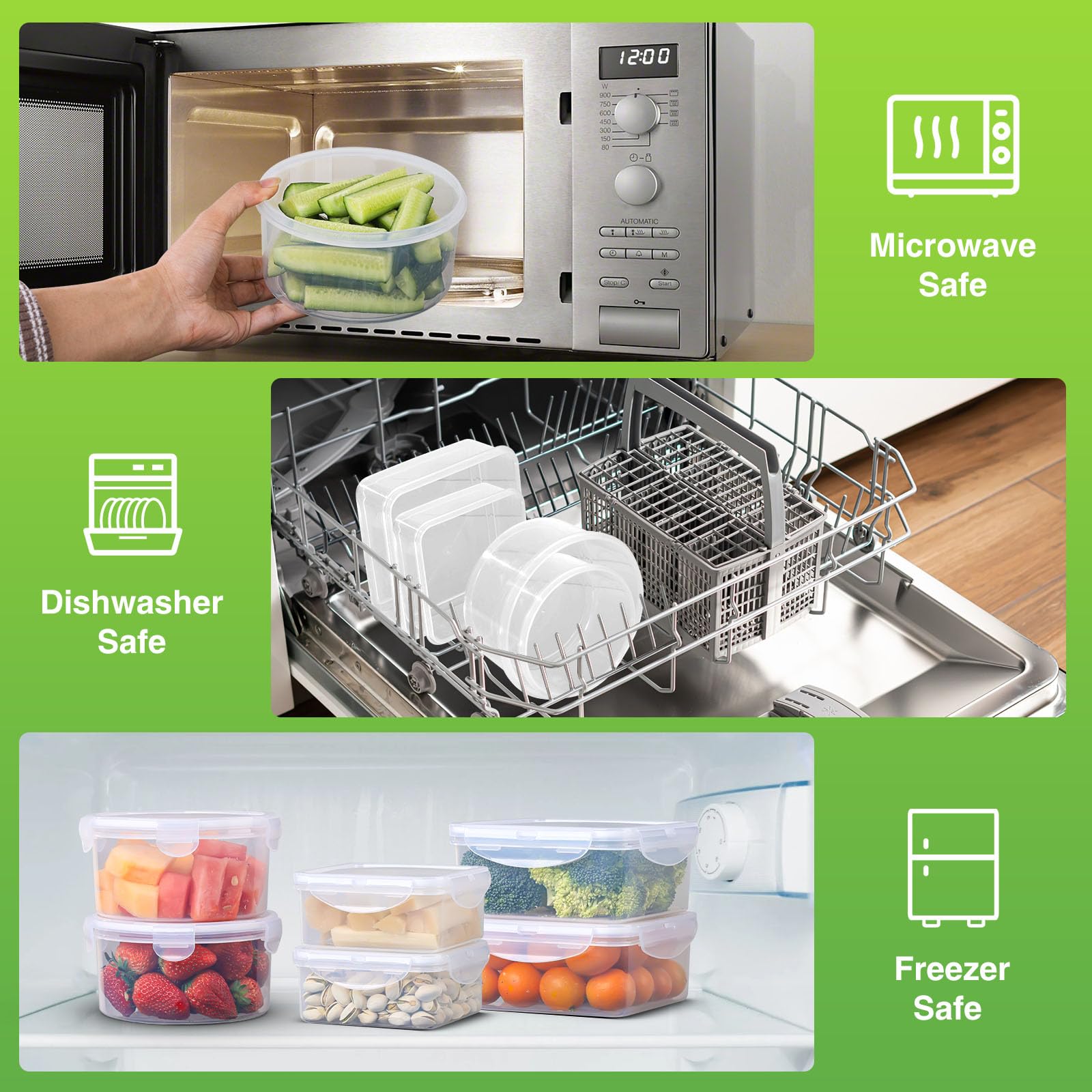 UULID 48 PCS Food Storage Containers with Lids (24 Containers & 24 Lids) Leakproof Reusable BPA Free Food Storage Containers Snap Lid plastic Meal Prep Containers locking Lids