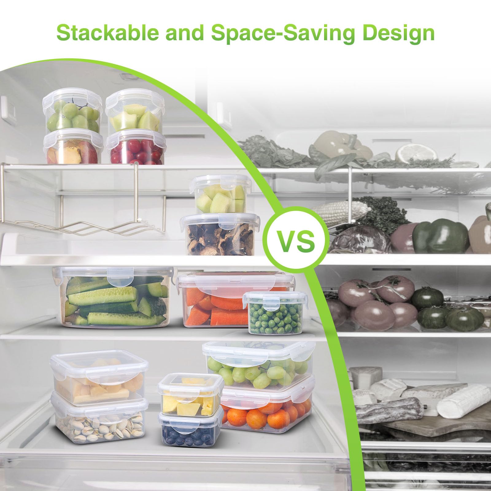 UULID 48 PCS Food Storage Containers with Lids (24 Containers & 24 Lids) Leakproof Reusable BPA Free Food Storage Containers Snap Lid plastic Meal Prep Containers locking Lids