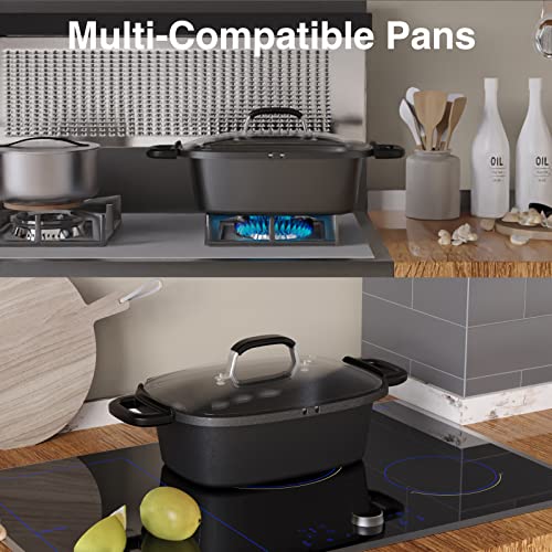 Anfilank 8-in-1 Multi-Cooker, Programmable 6.8 Quart Slow Cooker, Presets to Sous Vide, Bake, Sauté, Cook Rice & More; with Sous Vide Rack, Steam Rack, Slotted Spoon and Glass Lid, Adjustable Temp&Time for Slow Cook with LED Display