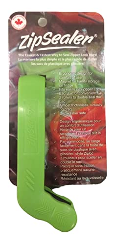 ZipSealer- The Original Zipper Lock Bag Sealer. The Easiest & Fastest Way To Seal Zipper Lock & Zip Top Bags. Patented. (Green)