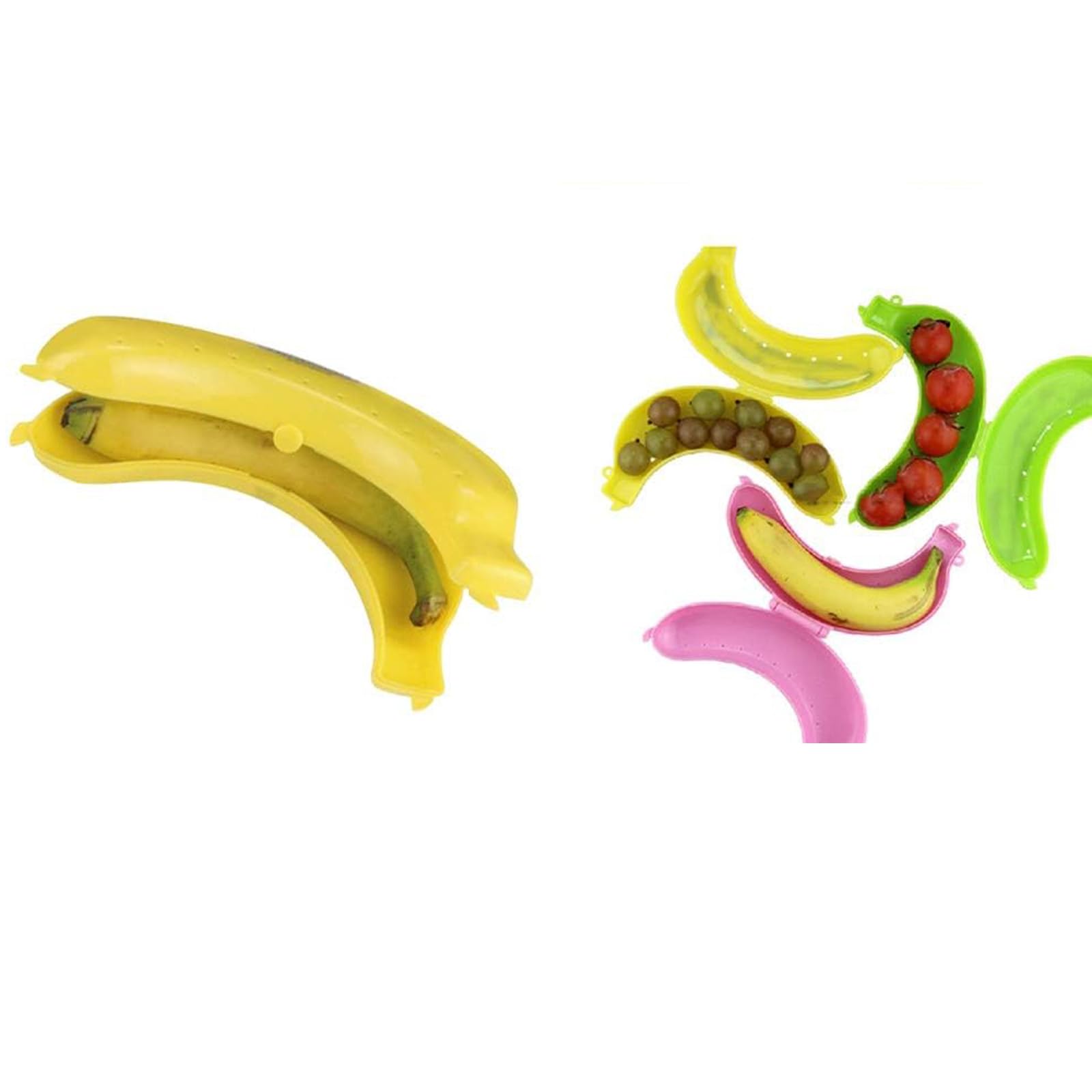 3Pcs Banana Keeper Outdoor Travel Case, Banana Protector, Cute Carrier Storage Box,Banana Container for Lunch Boxes, BPA-Free Fruit Container