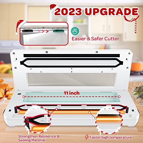 Vacuum Sealer Machine,Air System Vacuum Sealer with Dry, Moist & Pulse 3 Modes,with Bag Storage and Built-in Cutter,Food Sealer with Consecutive Seals
