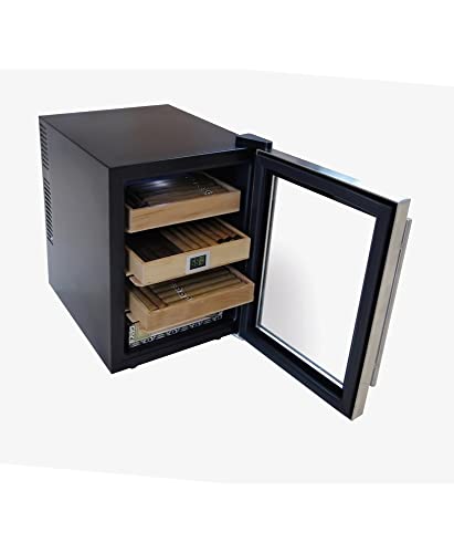 Prestige Import Group Clevelander Thermoelectric Cooler Humidor - Up to 250 Capacity - Color: Black w/Stainless Steel Door