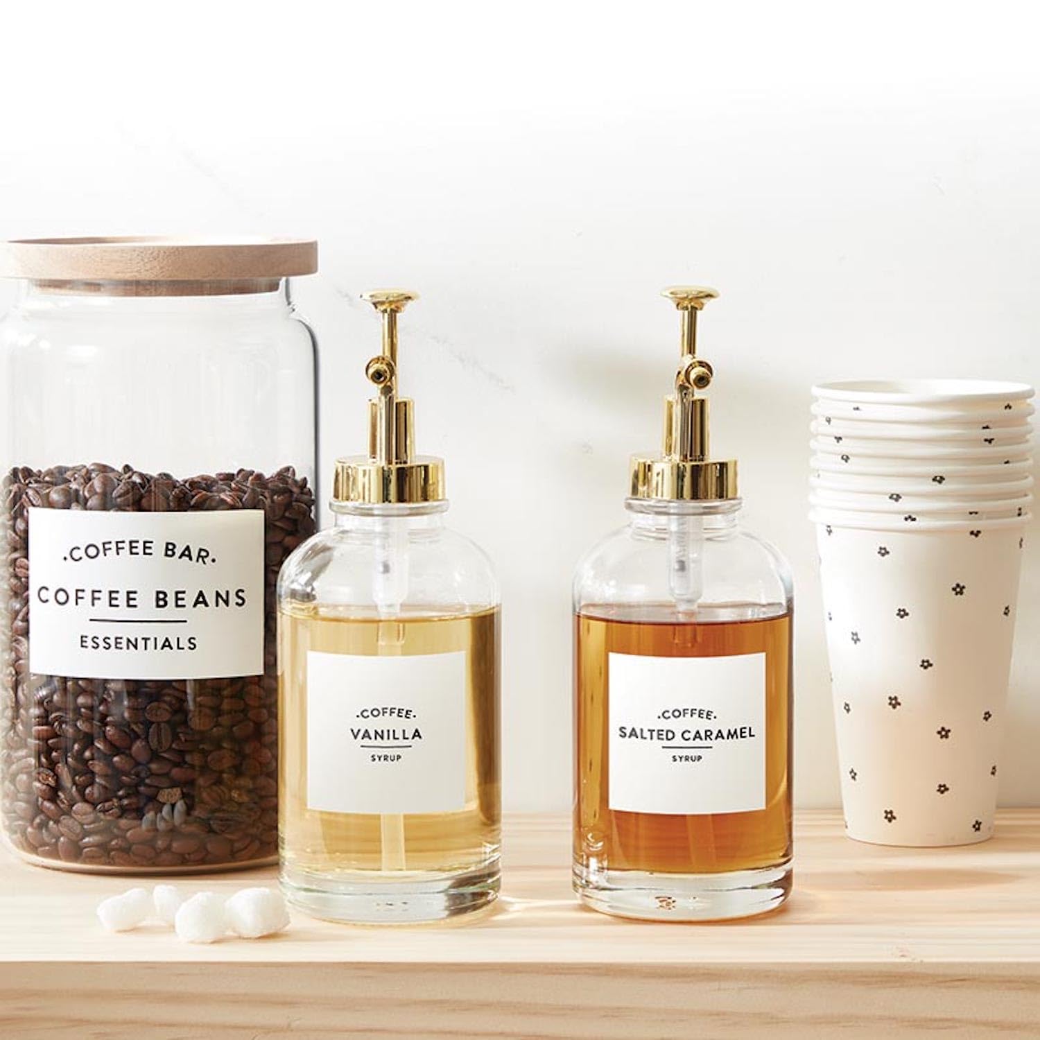 Santa Barbara Design Studio Coffee Bar Gifts Glass Coffee Canister with Wood Lid, 84-Ounce, Clear