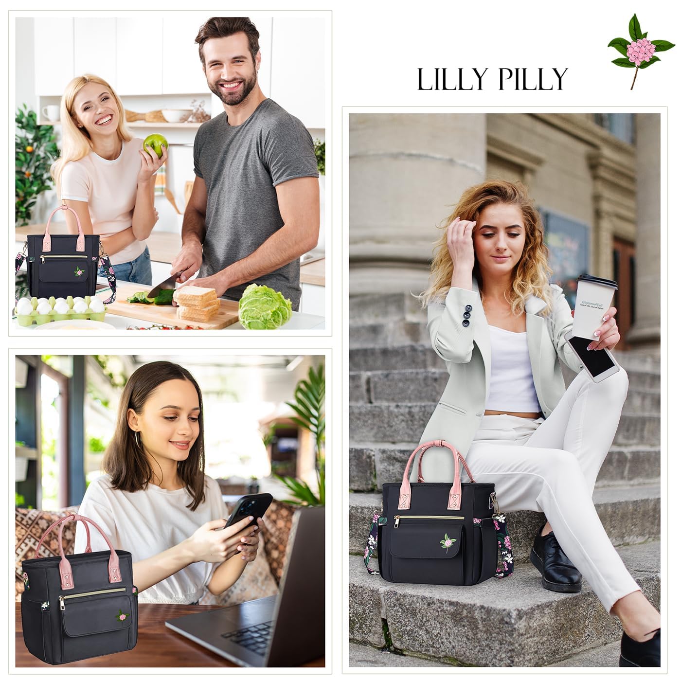 GLORIEROO Deluxe Large Insulated Lunch Bag Box Women - Leakproof Waterproof Cooler with Multi Pockets Removable Strap for Work Picnic - Teacher Mothers Day Christmas Birthday Gifts