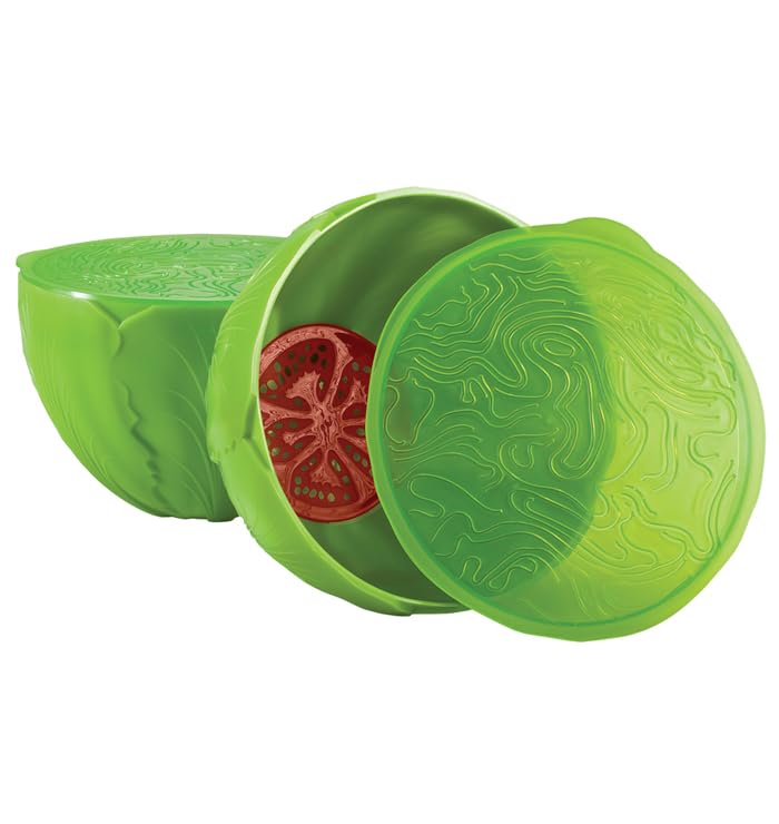 Hutzler Salad Keeper + Onion Saver + Tomato Saver + Recipe Card,Keeps Lettuce & Vegetables Fresh Longer, Travel Bowl with Lid
