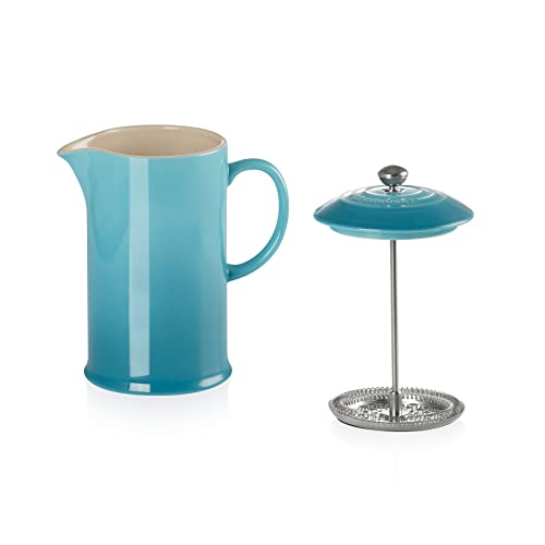 Le Creuset Stoneware Cafetiere with Metal Press, 750 ml-Teal, Ceramic, 17 x 11 x 22 cm