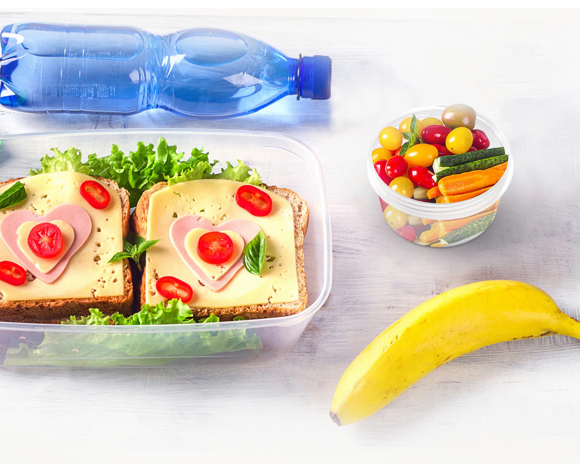 Ziliny Reusable 7 oz Plastic Containers with Lids Food Storage Jars Multicolor Stackable Containers Meal Prep Food Storage Jars, Freezer Microwave Safe(48 Pcs)