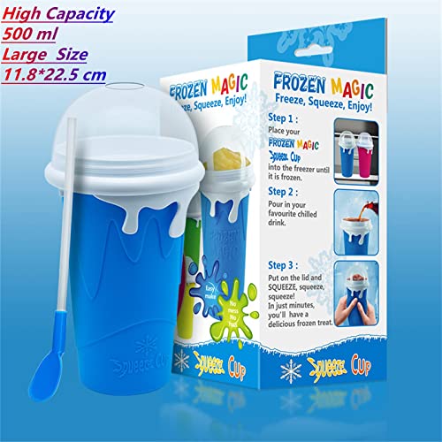 Slushie Maker Cup, Slushie Maker Magic Squeeze Cup Double Layer Squeeze Cup, Homemade Milkshake Maker Cooling Cup DIY for Family