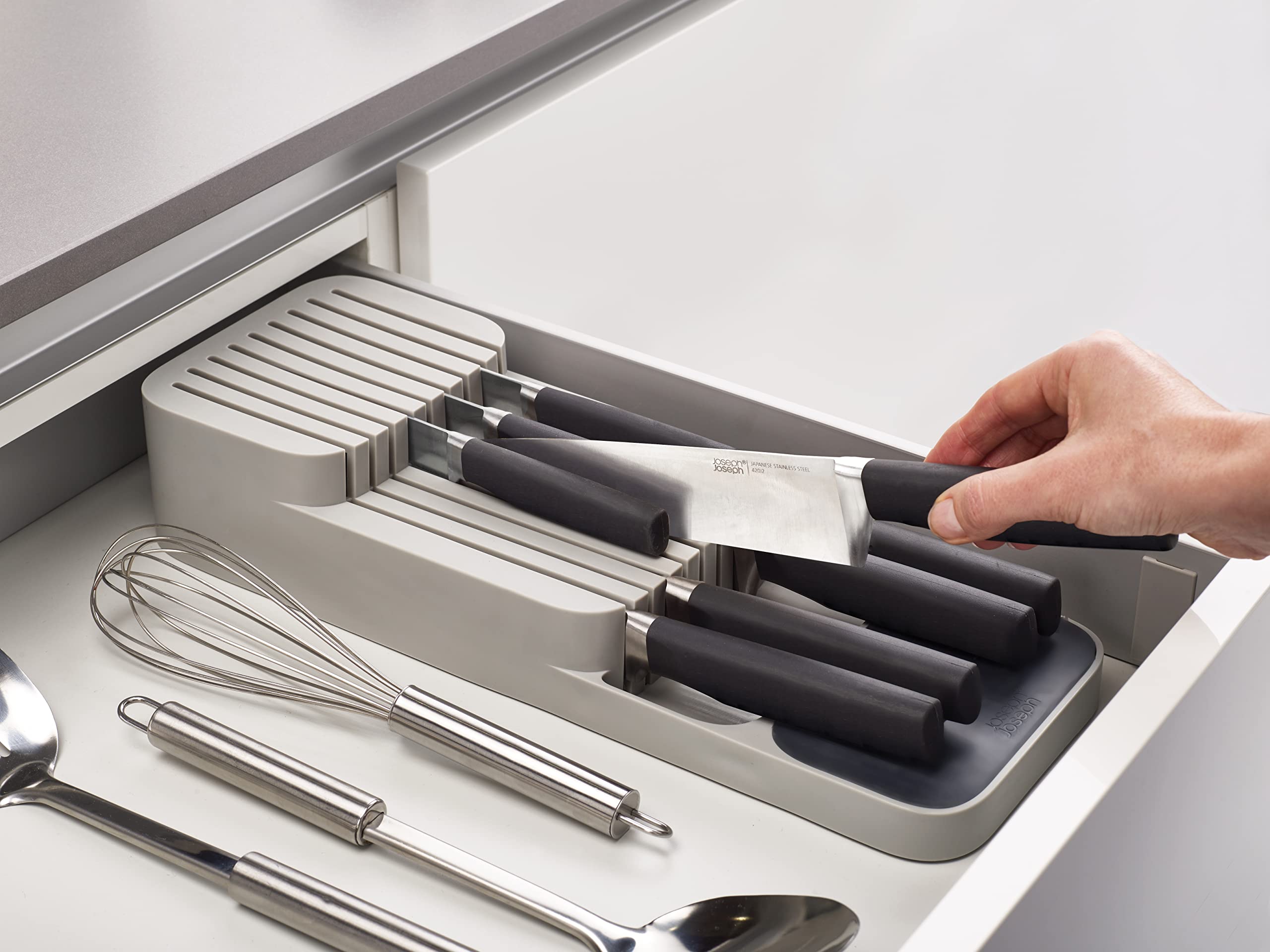 Joseph Joseph 85188 Dream Drawers Drawerstore Compact Cutlery & Knife Organiser Set of 2, Grey, Large