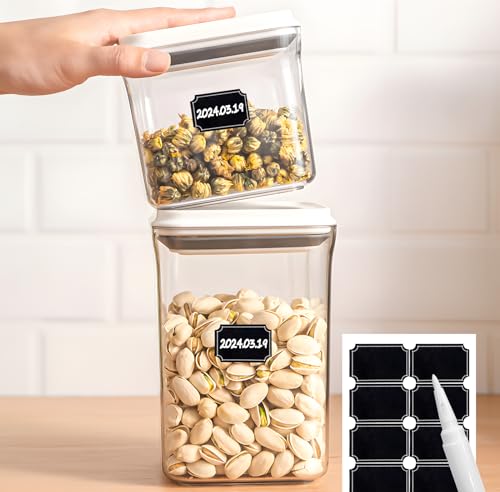 HCM Airtight Food Storage Containers, BPA Free Plastic Cereal Containers with Easy Lock Lids for Kitchen Pantry Organization and Storage (4PCS, 0.75L*4)
