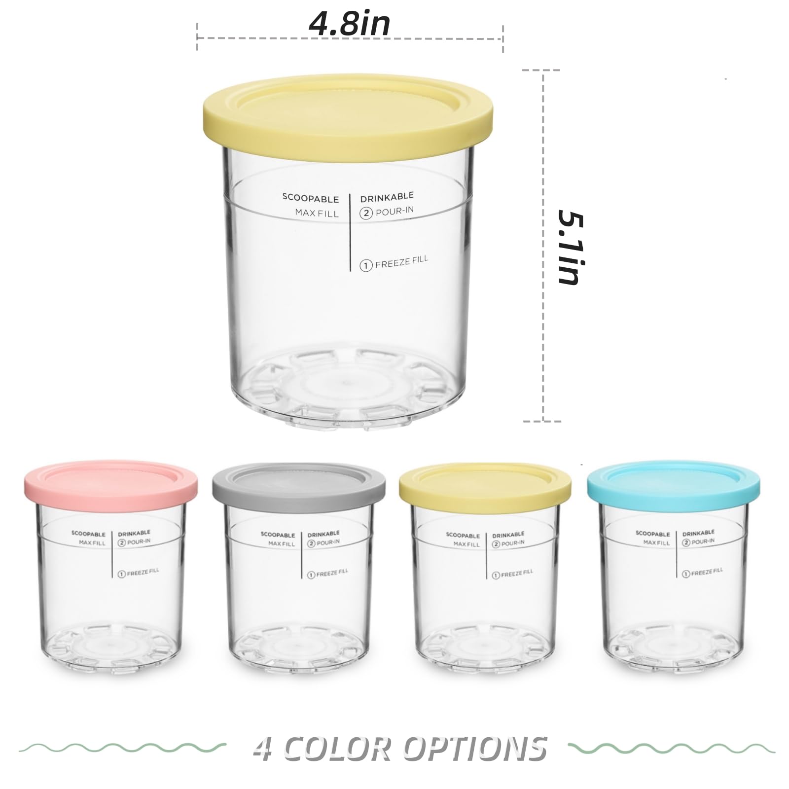 TFUTLT 24oz Containers Replacement for Ninja Creami Deluxe Pints and Lids - 4 Pack,Compatible with NC500 NC501Series 11-in-1 Deluxe Ice Cream Maker