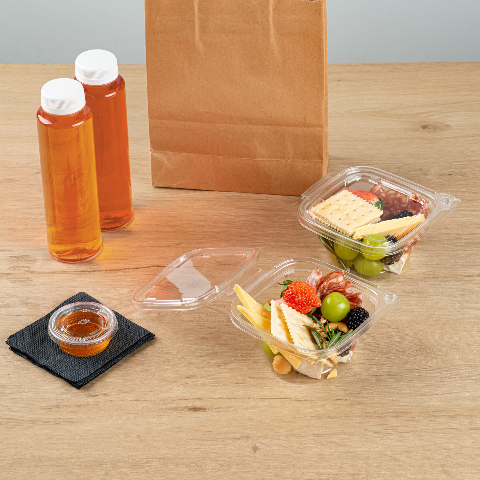 Restaurantware Tamper Tek 8 Ounce Snack Containers 100 Durable Deli Containers - Tamper-Evident Lid Disposable Clear PET Round Containers With Lid For Takeout And Delivery Orders