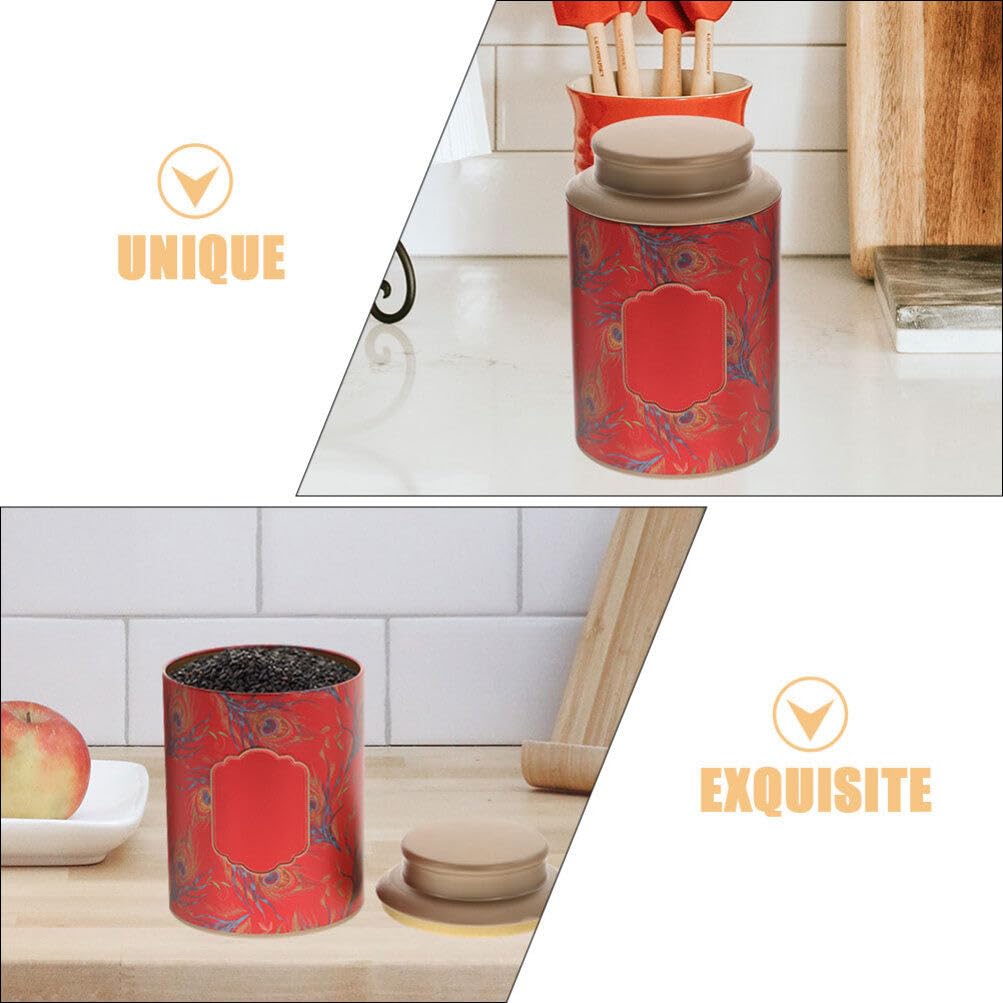 ABOOFAN 2pcs Tea Storage Tin Tea Canister Tinplate Tea Storage Holder Airtight Tea Tin Coffee Bean Canister