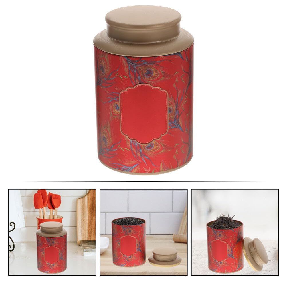 ABOOFAN 2pcs Tea Storage Tin Tea Canister Tinplate Tea Storage Holder Airtight Tea Tin Coffee Bean Canister