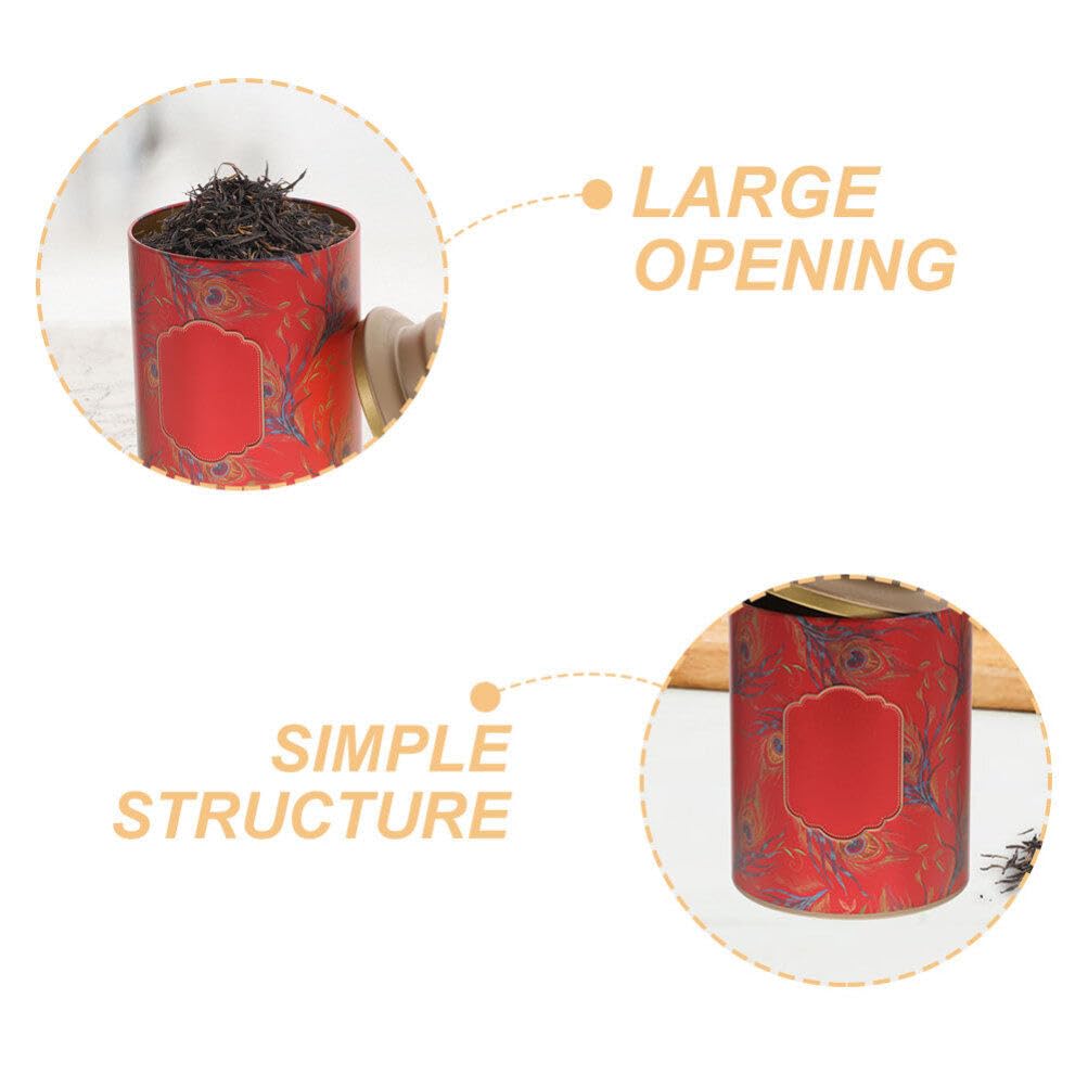 ABOOFAN 2pcs Tea Storage Tin Tea Canister Tinplate Tea Storage Holder Airtight Tea Tin Coffee Bean Canister