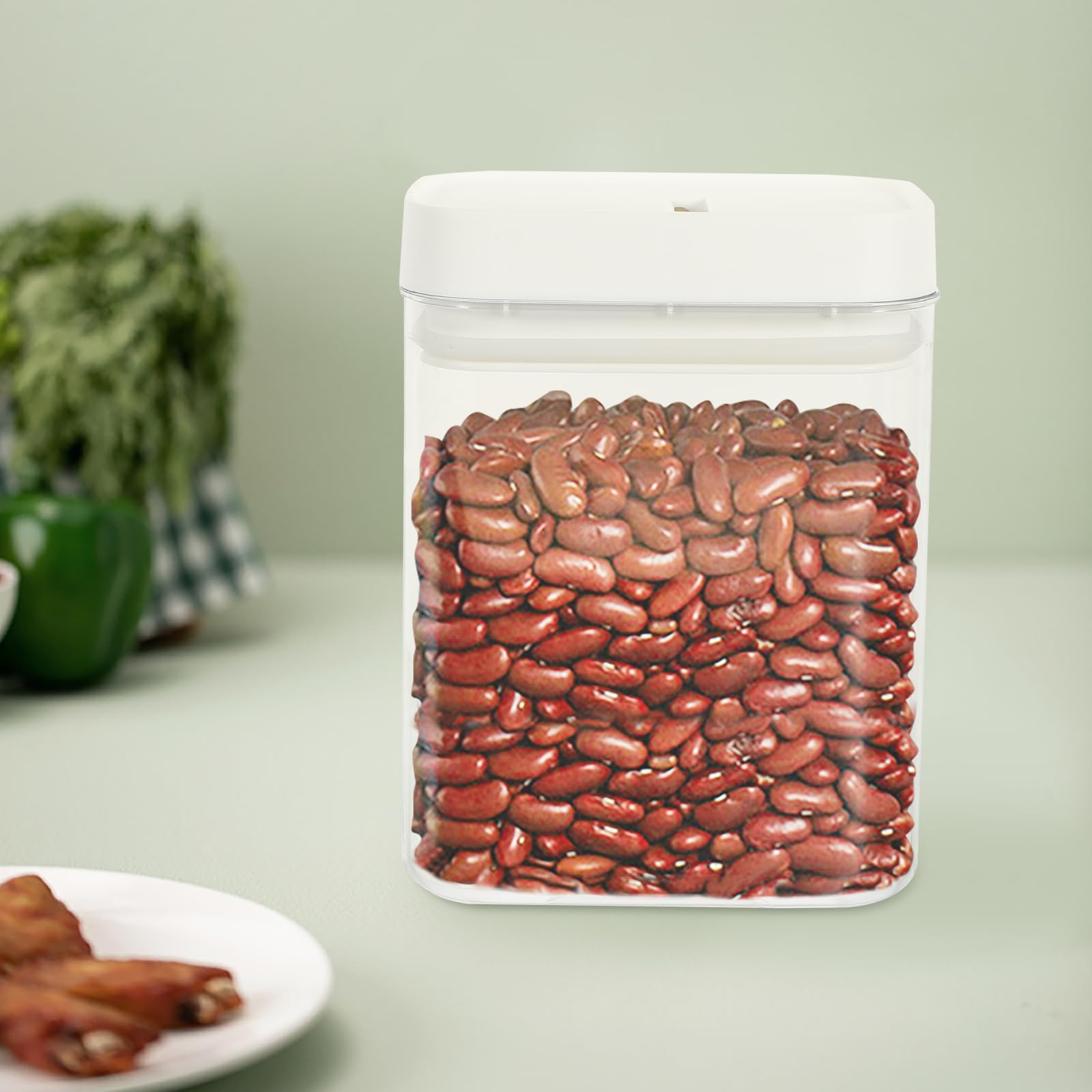 PRETYZOOM Airtight Food Storage Container 800ml Rectangle Sealed Storage Box Kitchen Dry Food Organization Grains Keeper Plastic Cereal Dispensers