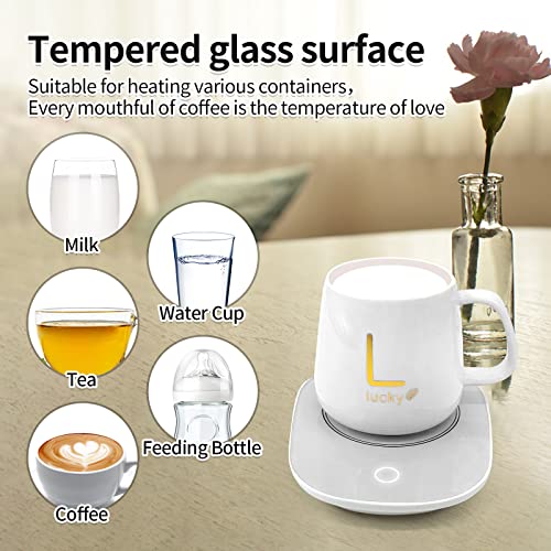Coffee Warmer for Desk with Automatic Sensor Switch, Candle Warmer Portable, Mug Warmer for Desk 122°F-131°F for Heating Coffee, Milk, Tea, Candles, Office Desk Accessories Gift(No Cup)