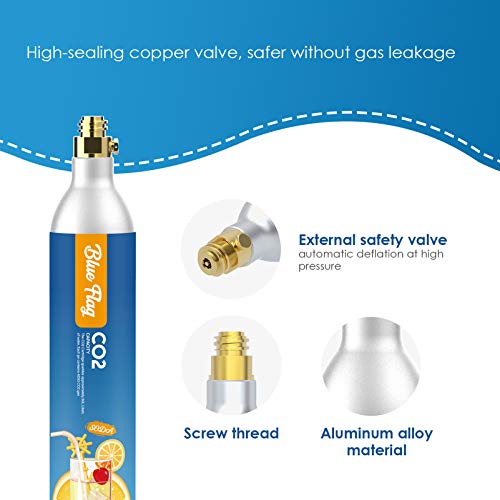 BLUE FLAG 60L Co2 Carbonator Compatible with Sodastream Appliances (Excluding Art, Terra Seltzer Maker), 14.5oz, Set of 2