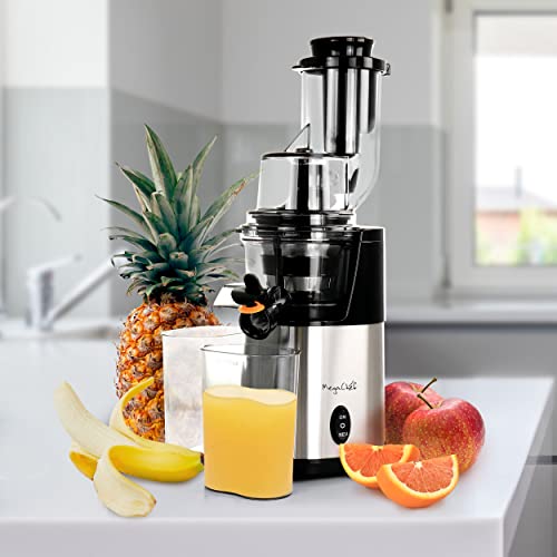 Megachef Pro Stainless Steel Slow Juicer, Chrome Silver