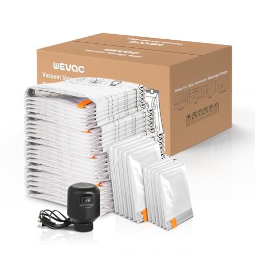[2024 NEW] 30 Pack Vacuum Storage Bag (5 Jumbo/5 Large/5 Medium/5 Small/10 Roll) | Electric Pump | Space Saver | Rapid Vacuum | Double Zip | Clip Stopper | Clothes, Blanket Compression and Travelling