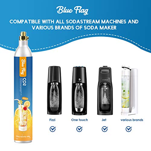 BLUE FLAG 60L Co2 Carbonator Compatible with Sodastream Appliances (Excluding Art, Terra Seltzer Maker), 14.5oz, Set of 2