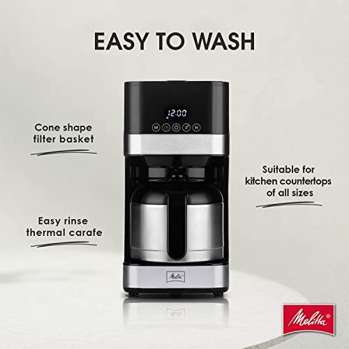 Melitta Aroma Tocco Thermal Drip Coffee Maker | Programmable Coffee Machine | 8 Cup Coffee Maker with Thermal Carafe | Glass Touch Control Panel | Coffee Maker