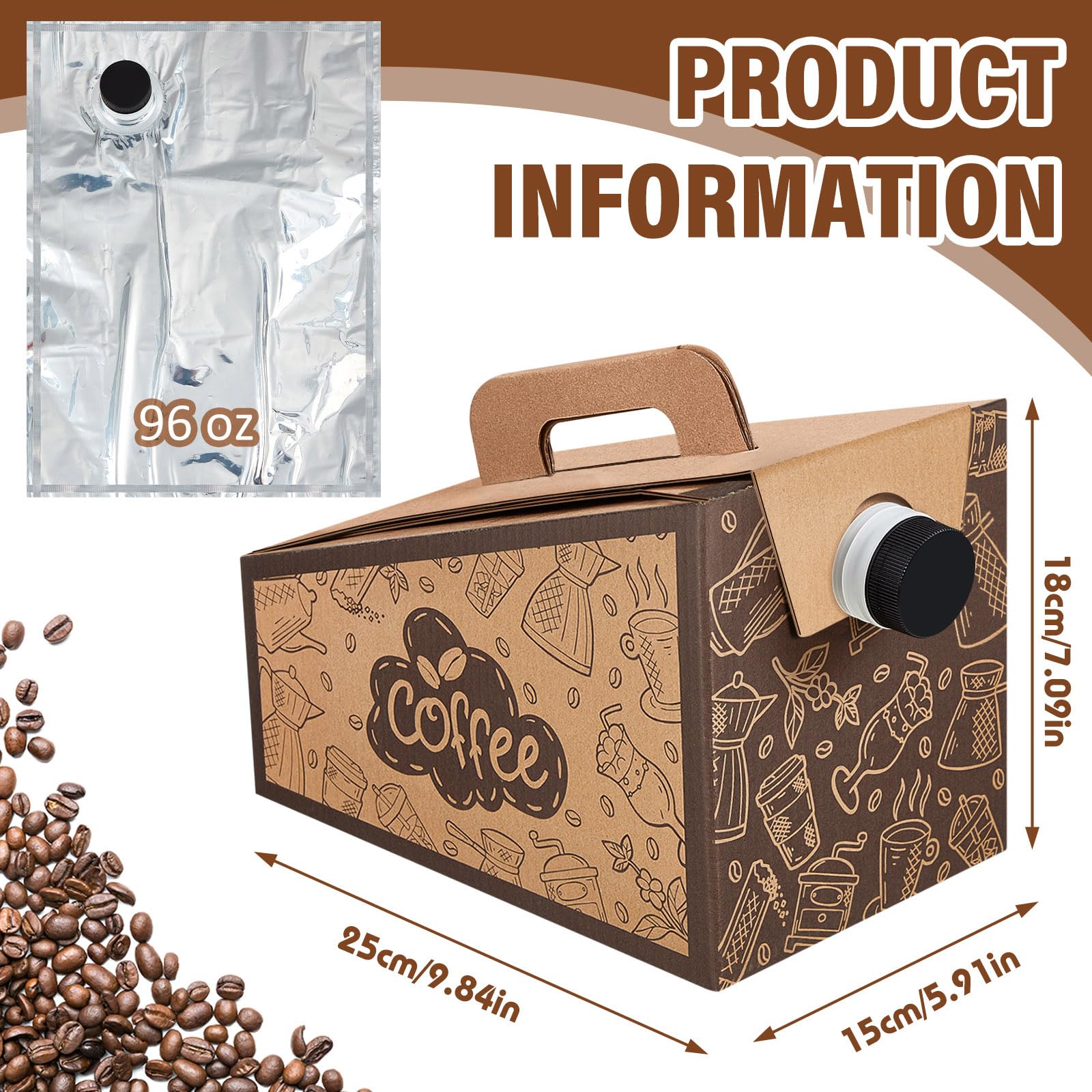 Moinchore 20 Set Coffee Container Disposable Coffee Dispenser 96 oz Insulated Cardboard Hot Cold Bulk Beverage Server Carafe with Handle Portable Coffee Take out Boxes for Office Catering Shop Party