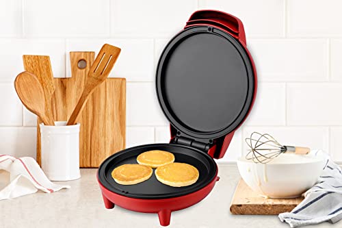 Courant Griddle and Mini Oven Compact Griddle 7-inch Personal Griddle Pizza Maker Red