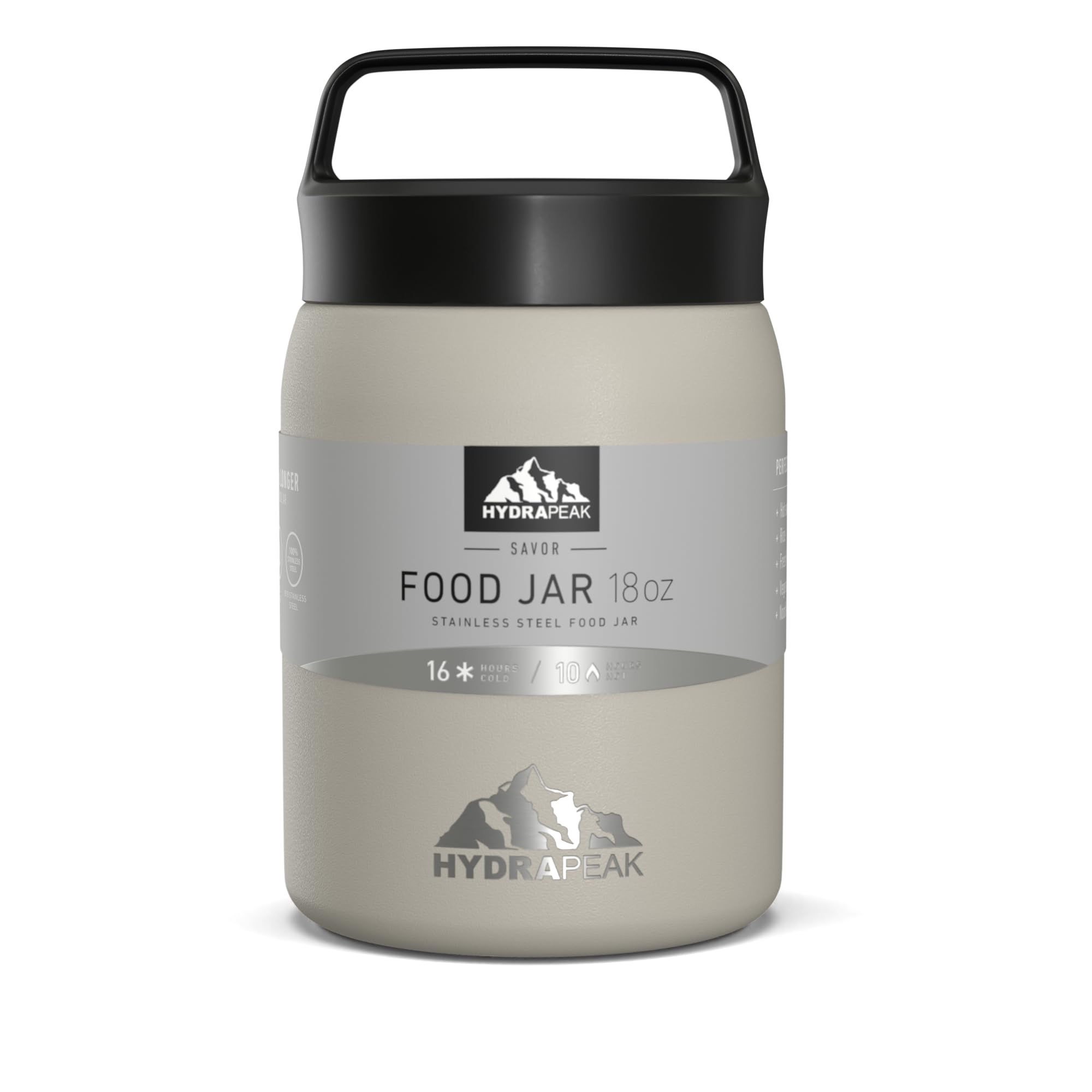 Hydrapeak 18 oz Insulated Food Thermos Hot and Cold, Soup, Vacuum Insulated Jar, Stainless Steel, for Office, Outdoor (Stone)
