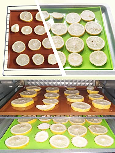 5pcs silicone dehydration mats with edge(5 colorful colors)-12.3” x 10.2 ” Silicone Sheets, nonstick silicone tray liner, Withstands -40°C to 240°C, reusable, suitable for fruit meat vegetable herbs